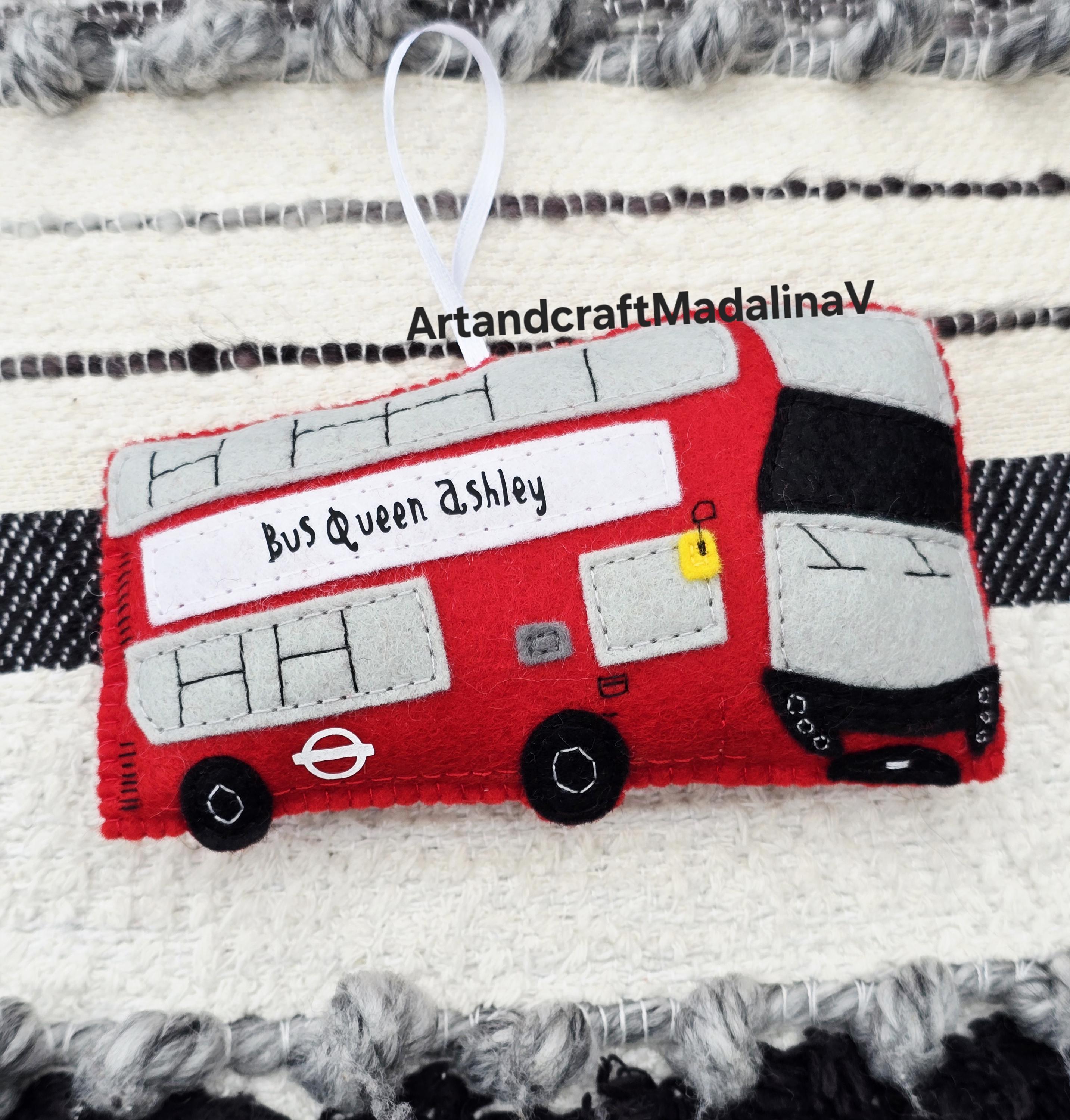Personalised London Electric Bus Felt Decoration, Customised Double ...