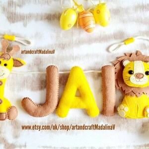 Personalised Safari Animals Nursery Bunting, Giraffe Lion Felt Banner ...