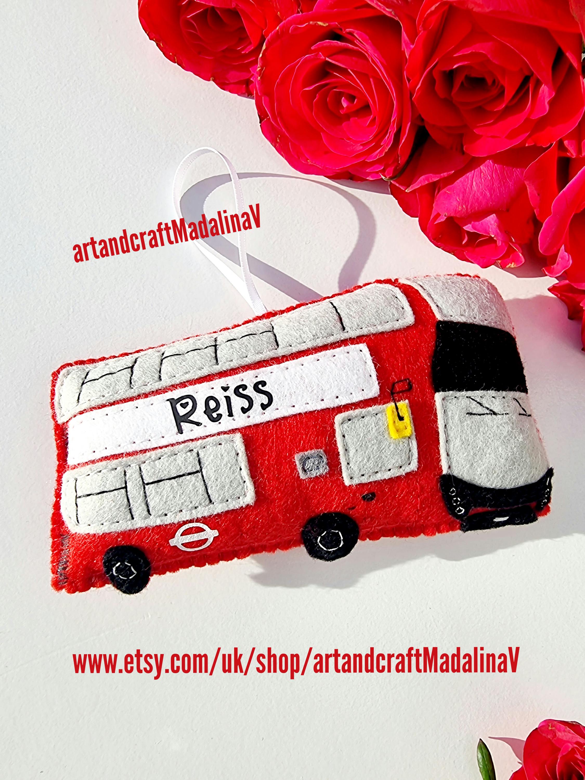 Personalised London Electric Bus Felt Decoration, Customised Double ...