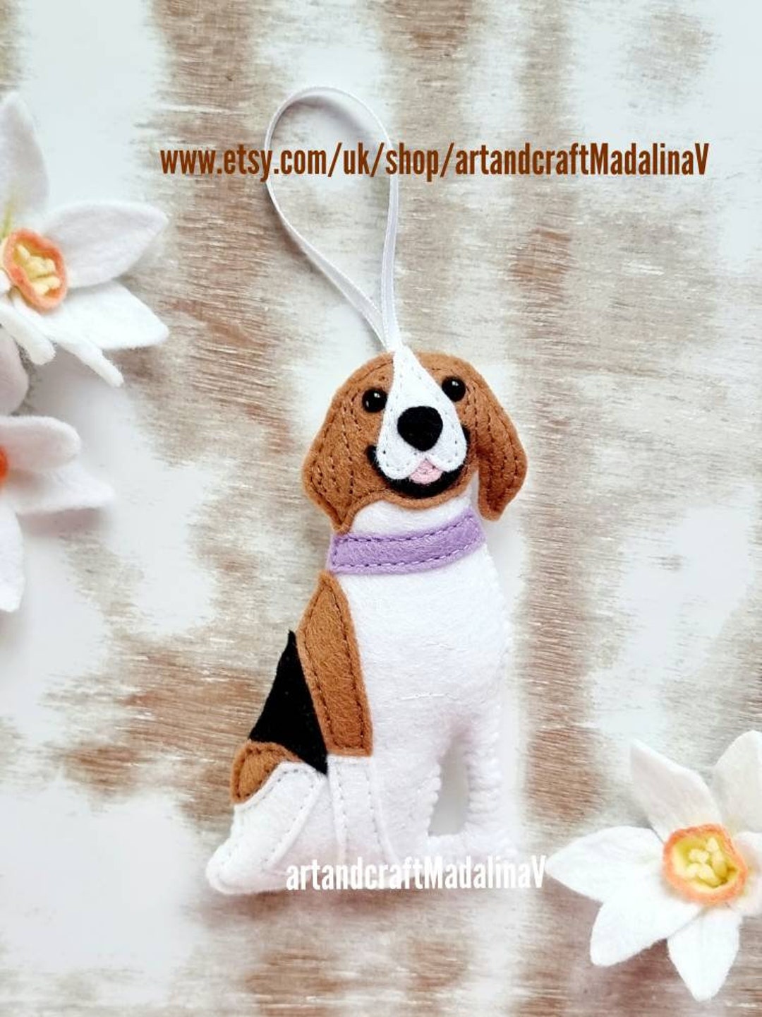 Beagle Dog Personalised Hanging Felt Ornament - Etsy UK