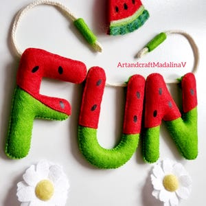 Watermelon Summer Letter, Personalised Watermelon Felt Banner Name ...