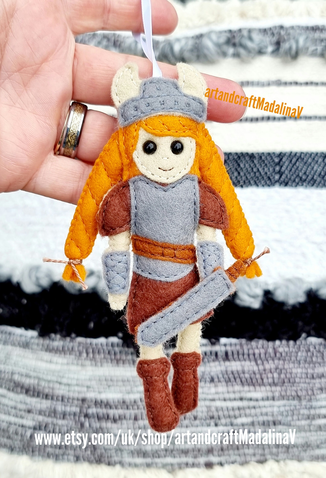 Viking Woman Felt Ornament, Handmade Warrior Decoration - Etsy UK