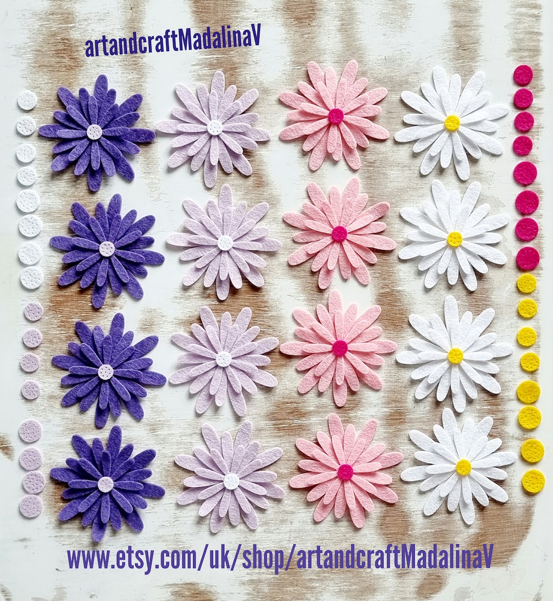 Set Felt Flowers Shapes for Craft, Felt Flowers Die Cuts, Spring Summer ...