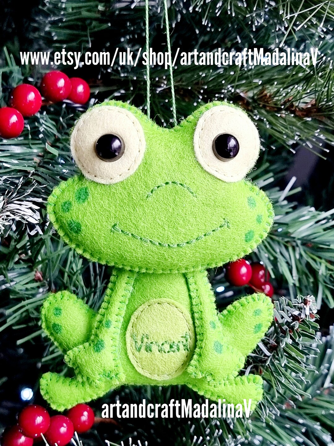 Frog, Personalised Frog Felt Hanging Decoration, Valentine's Frog ...