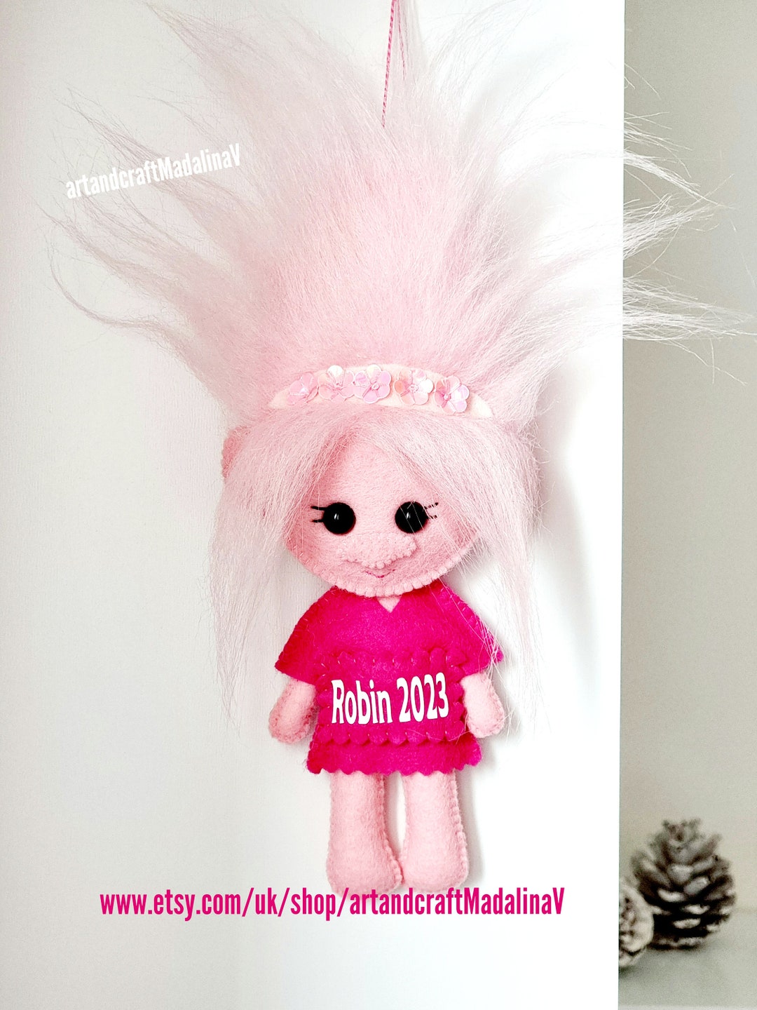 Personalised Troll Felt Hanging Decoration, Christmas Tree Ornament ...