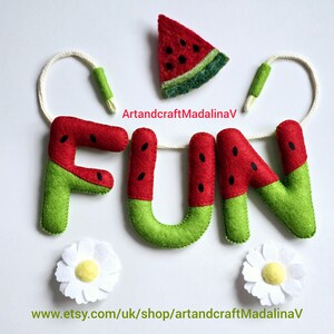 Watermelon Summer Letter, Personalised Watermelon Felt Banner Name ...