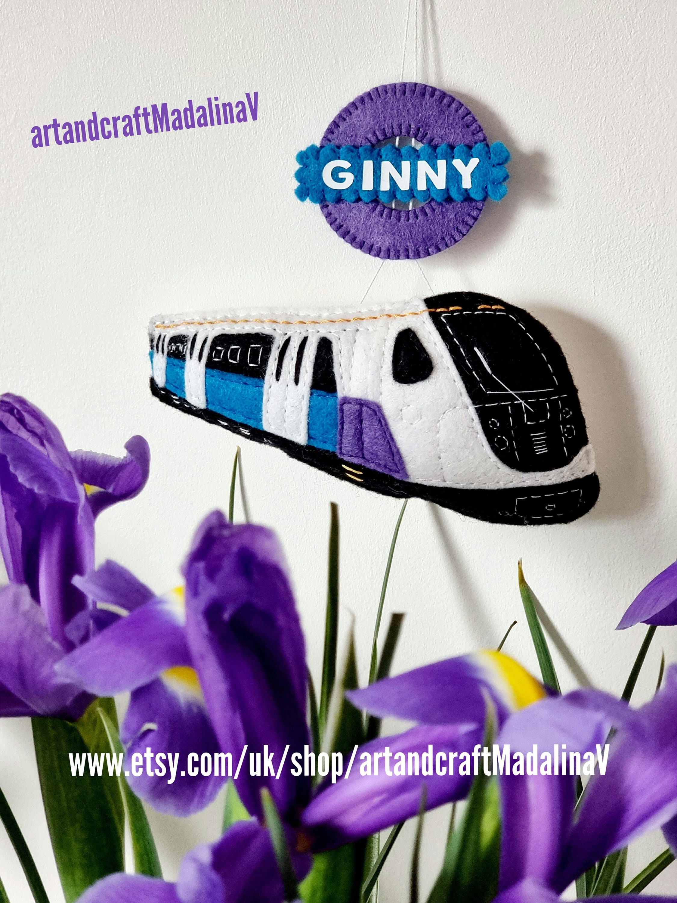 Personalised Elizabeth Line Train Felt Decoration, London Tube ...
