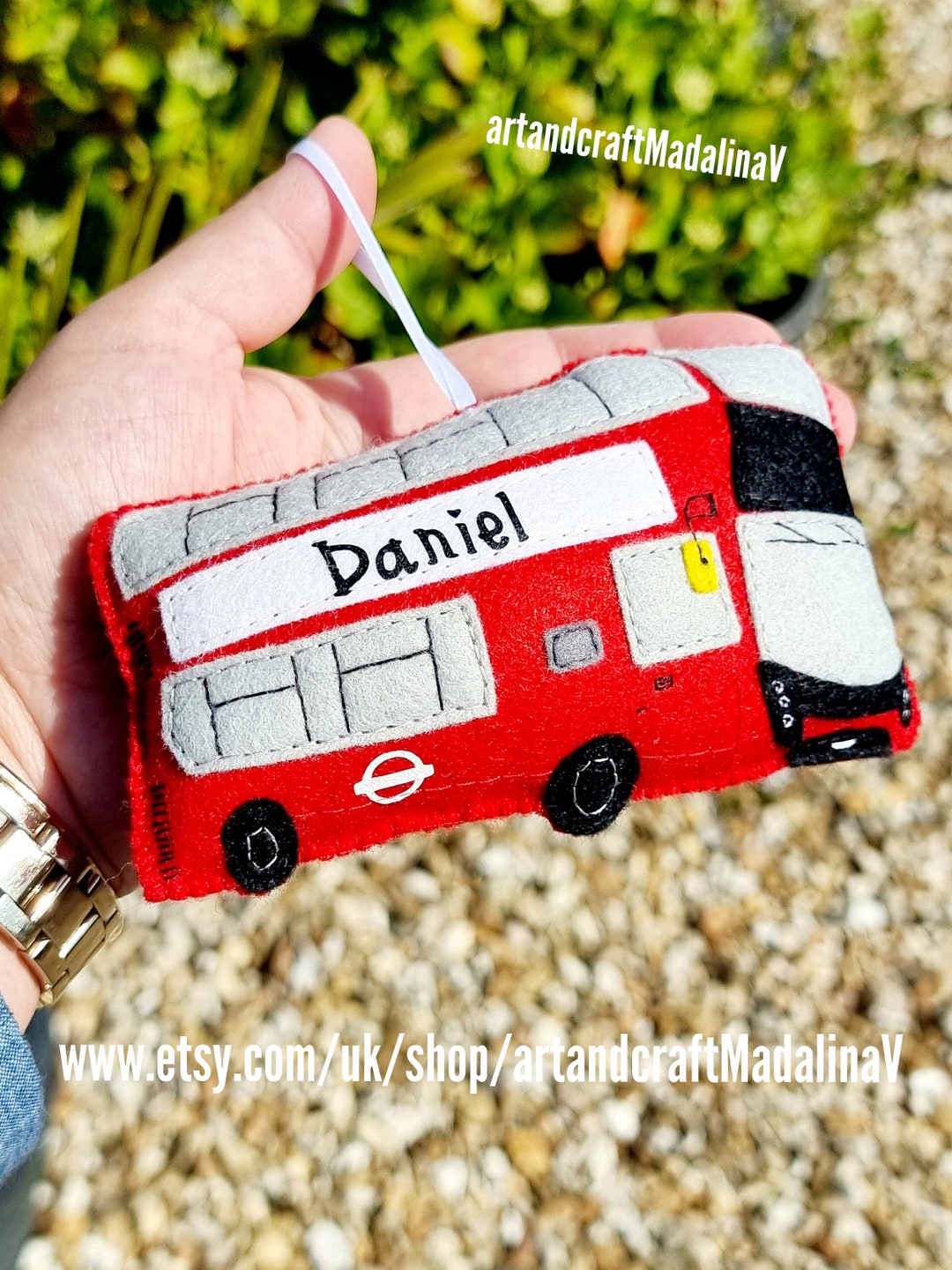 Personalised London Electric Bus Felt Decoration, Customised Double ...