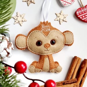 Monkey, Personalised Monkey Felt Hanging Decoration, Monkey Ornament ...