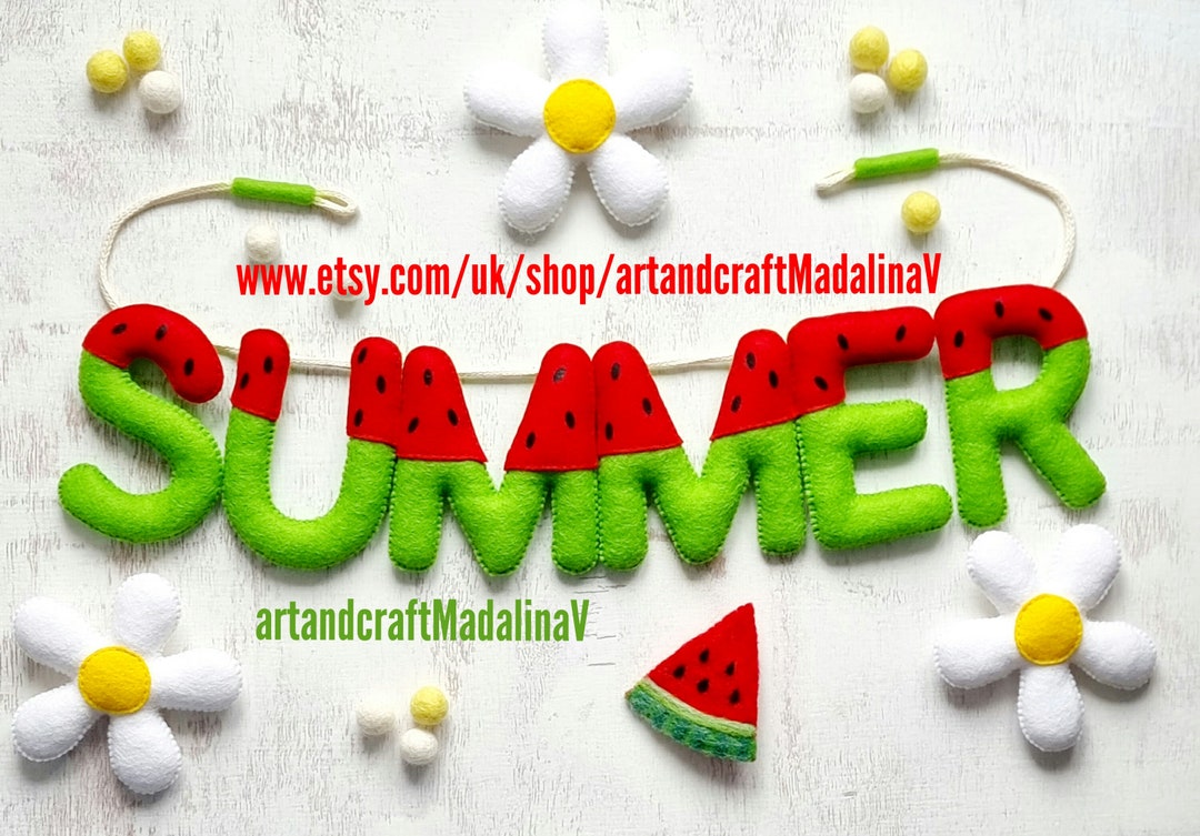 Watermelon Summer Letter, Personalised Watermelon Felt Banner Name ...
