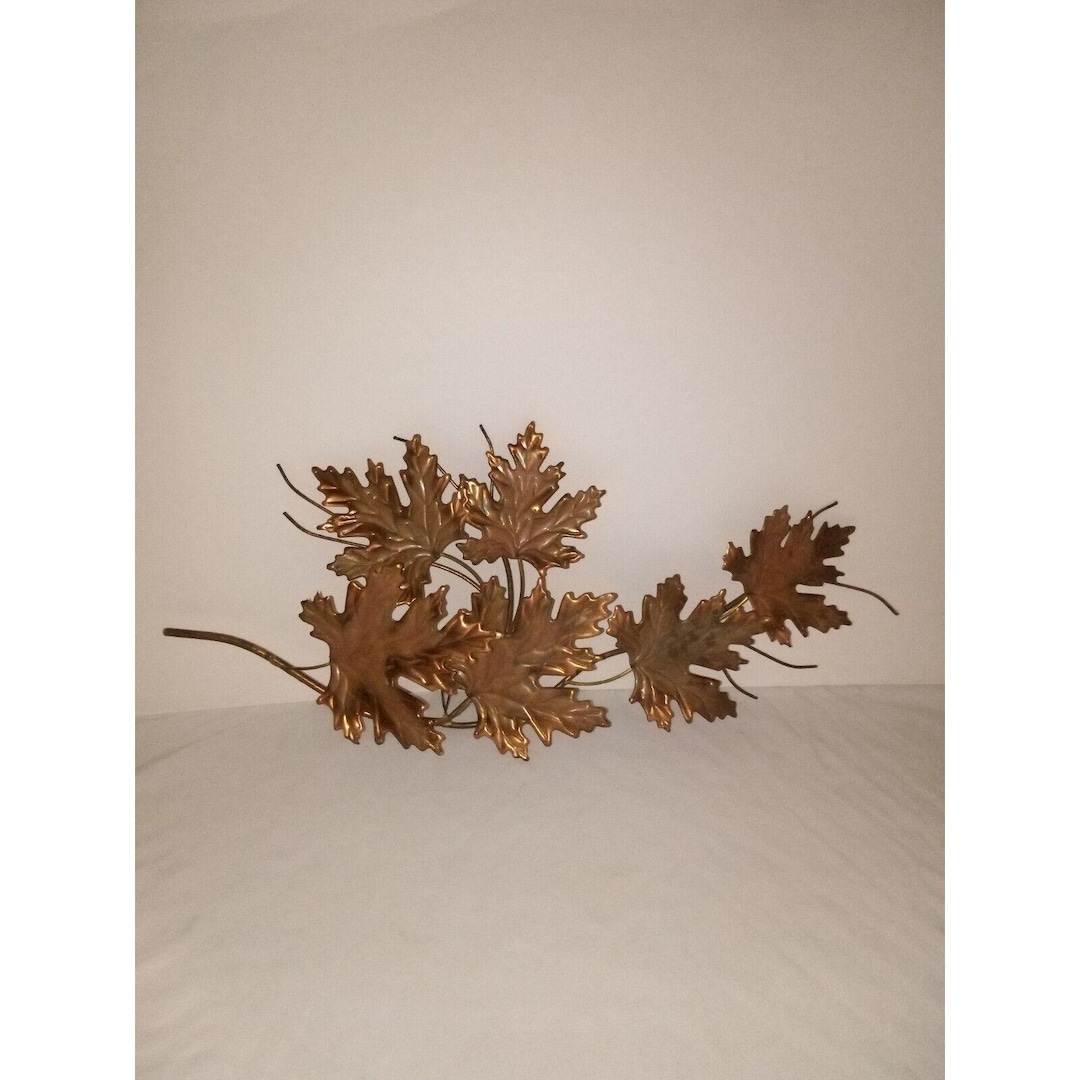 Vintage Copper Maple Leaves Wall Art Hanging 20" Vintage Fall Decor ...
