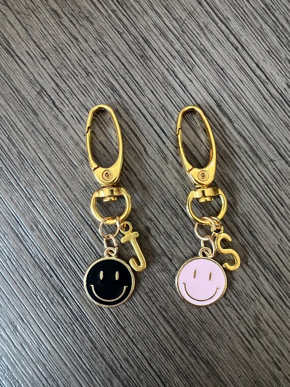 Smiley Face Personalized Keychain Initial Letter Smiley - Etsy