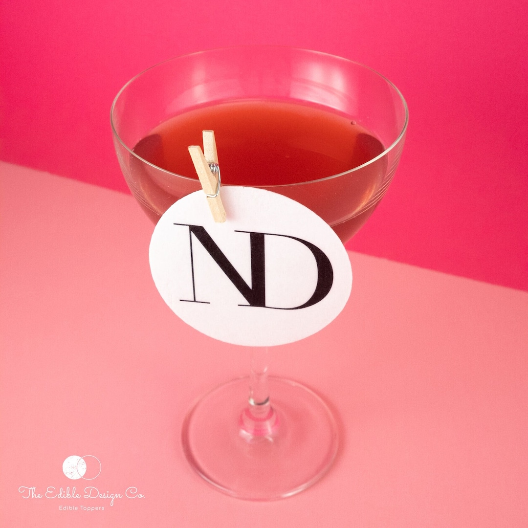 Custom Monogram Edible DRINK Toppers With Clips, Wedding Cocktail ...