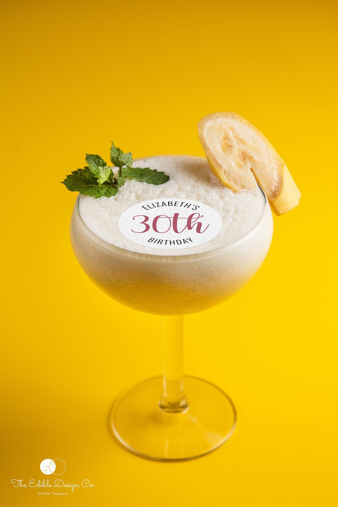 Custom Birthday EDIBLE Wafer Drink Topper, Cocktail Topper, Custom ...