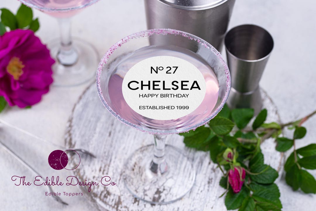 Edible Birthday Drink Toppers - Elegant Birthday Drink Toppers - Etsy