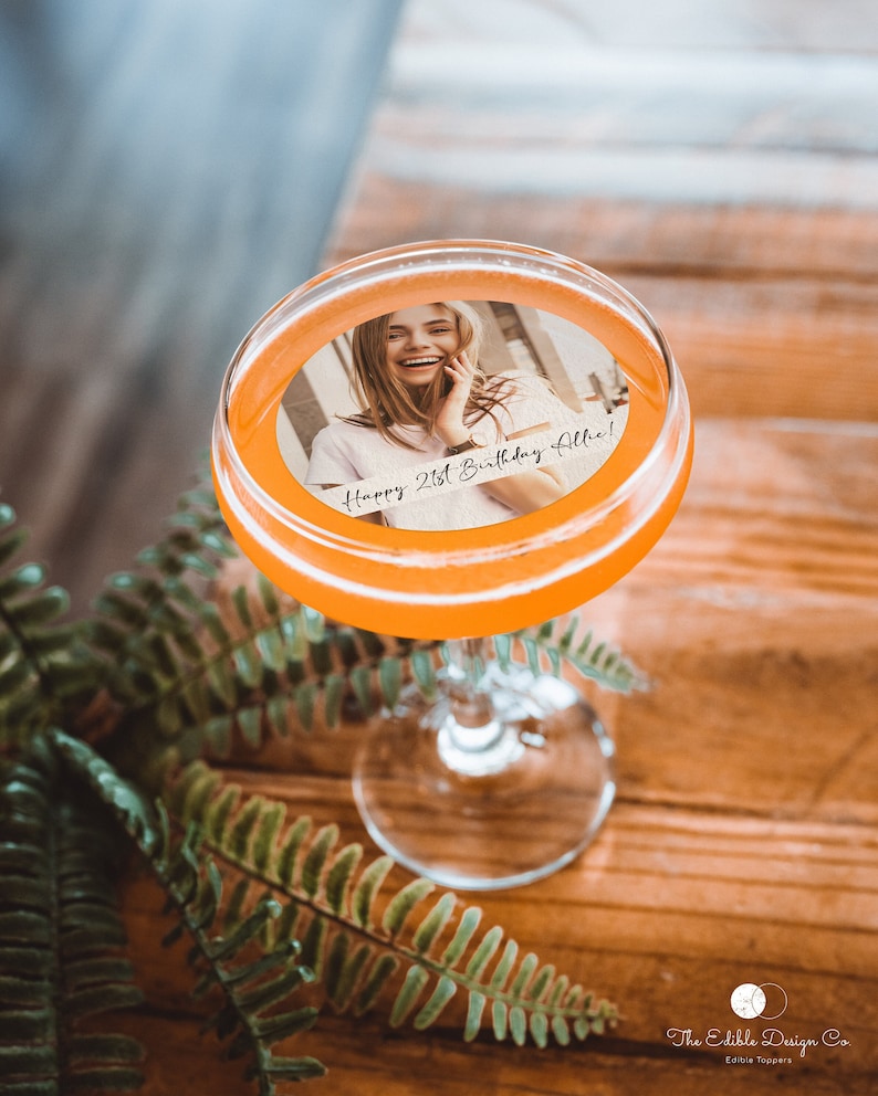 Custom Photo Birthday EDIBLE Wafer Drink Topper Cocktail - Etsy