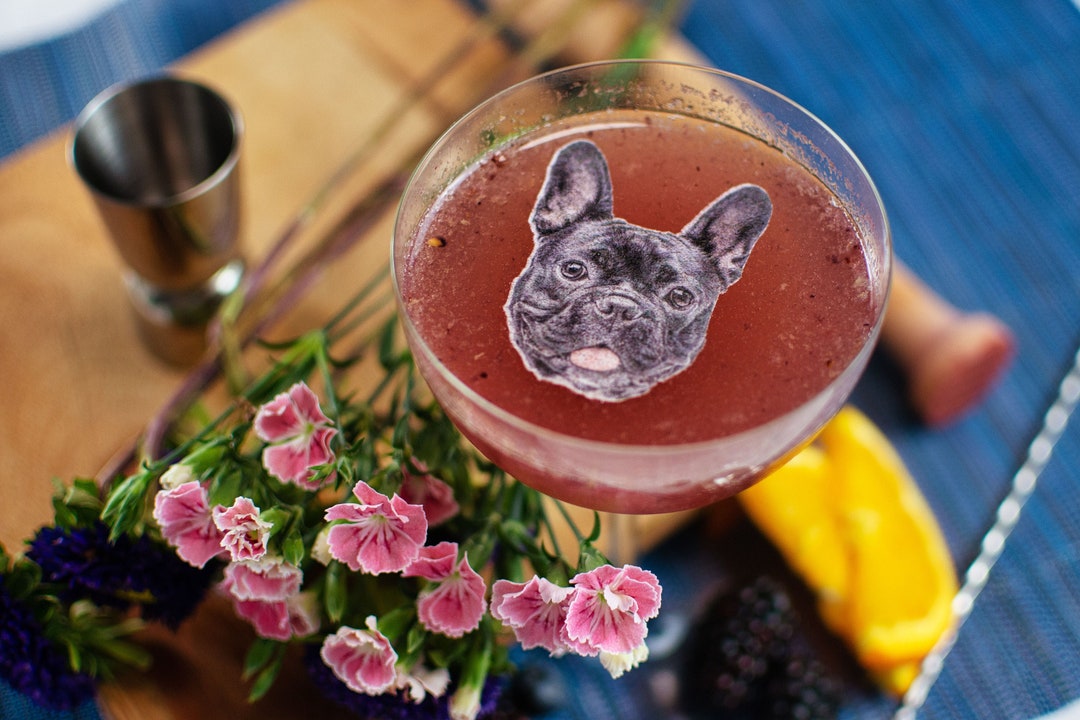 Pet Portrait Cut-out Wafer Drink Topper, Cocktail Topper, Custom Edible ...