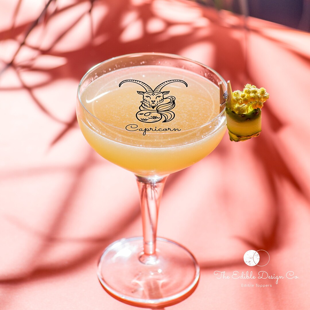 Custom CLEAR Zodiac Birthday EDIBLE Wafer Drink Topper, Cocktail Topper ...