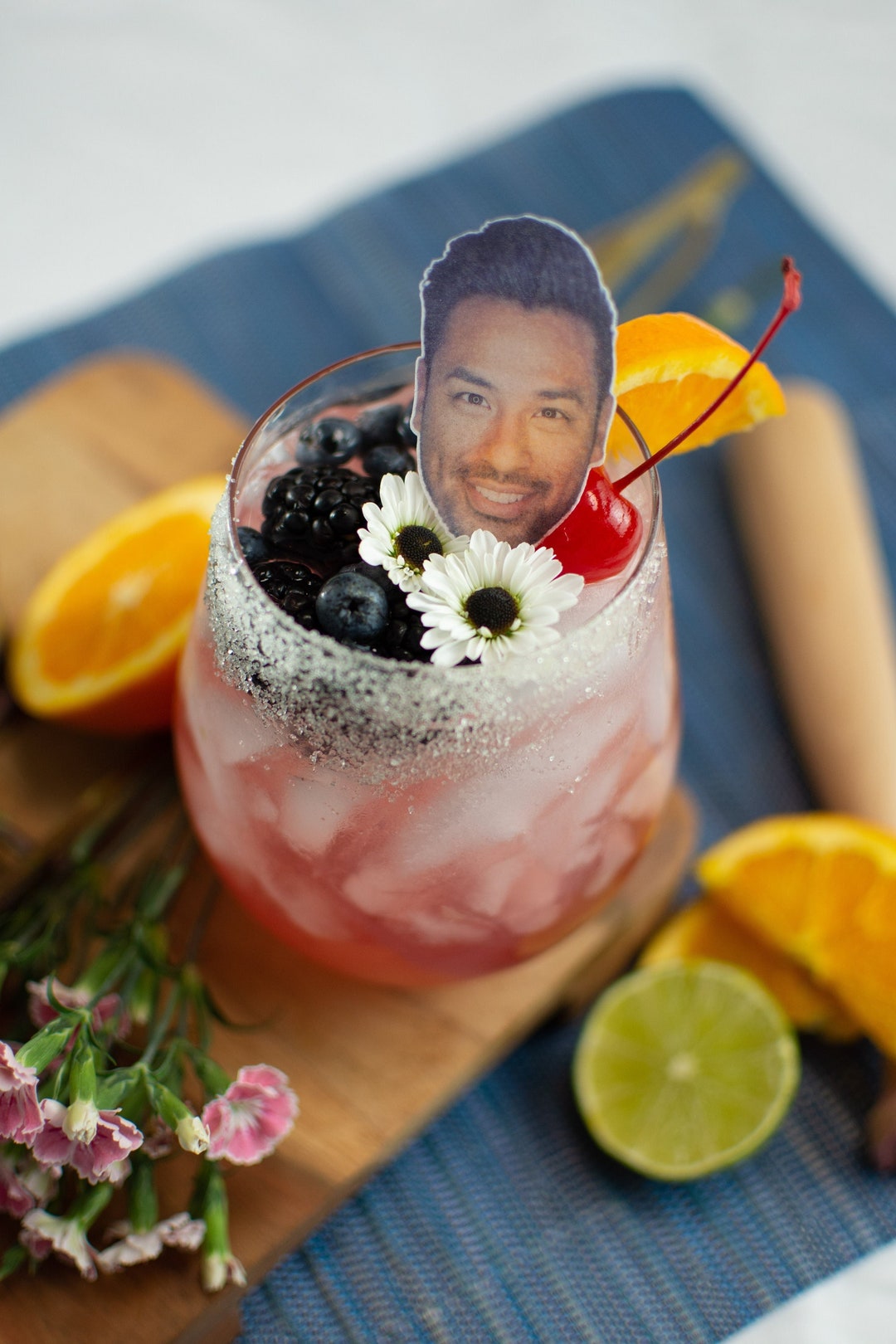 Face Cut-out Wafer Drink Topper, Cocktail Topper, Custom Edible Drink ...