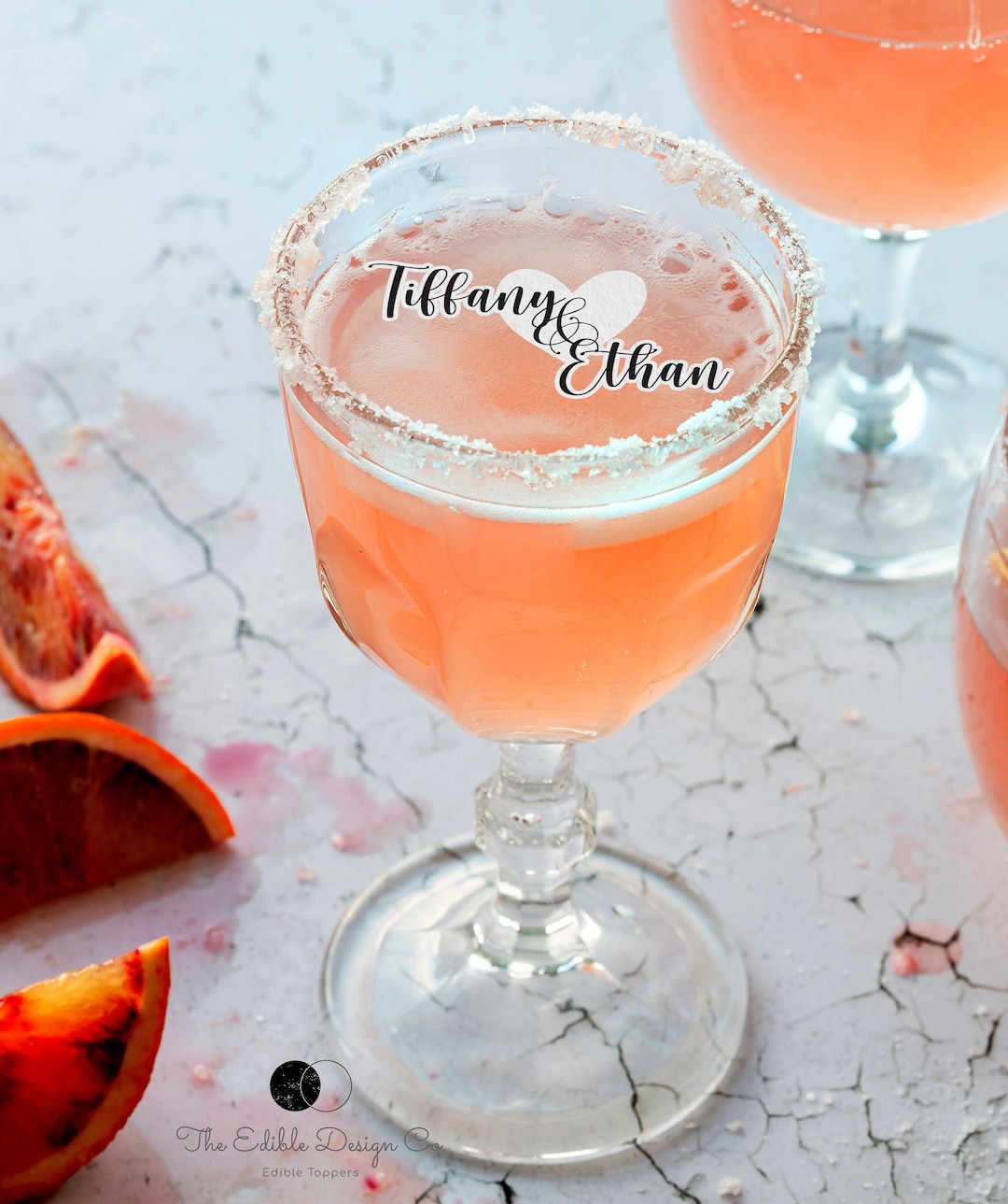 CUT-OUT Custom Names Edible DRINK Toppers, Wedding Cocktail Topper ...