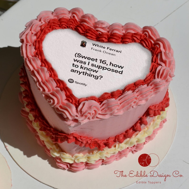 Edible Lyric Cake Topper - Custom Lyric Birthday Cake Topper, Sweet 16 ...