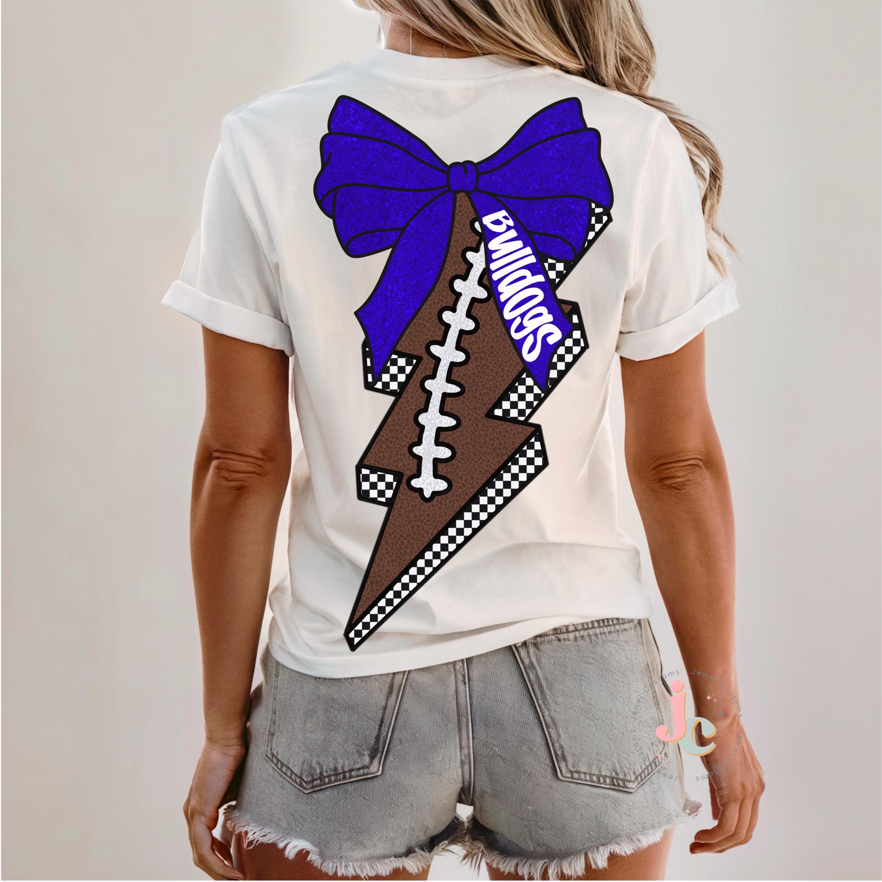 Bulldogs Lightning Bolt PNG With Bow, Sports Mom Sublimation Design ...