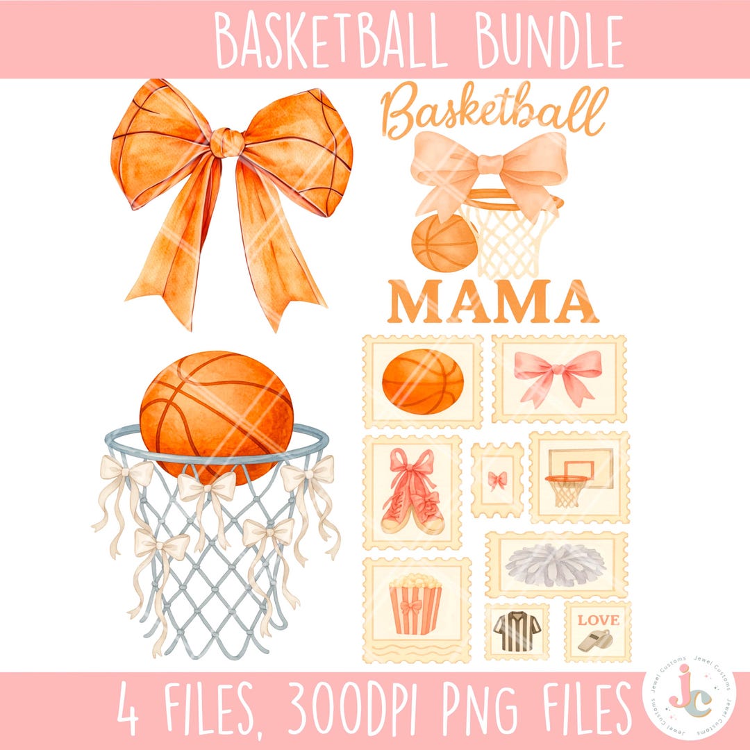 Watercolor Basketball PNG Bundle, Coquette Bows (digital Download) - Etsy