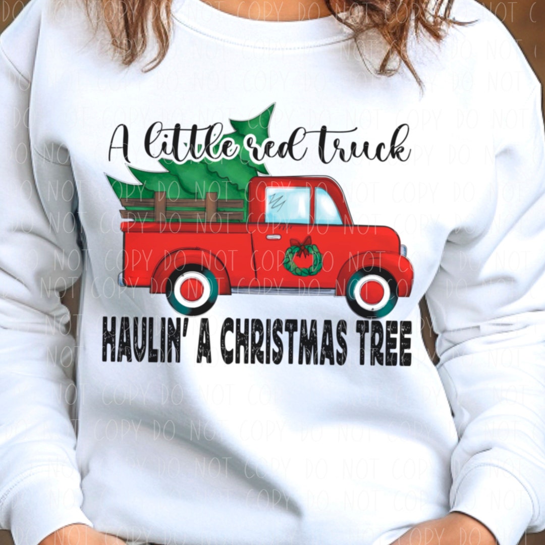 A Little Red Truck Haulin a Christmas Tree PNG SVG, Christmas Clipart ...
