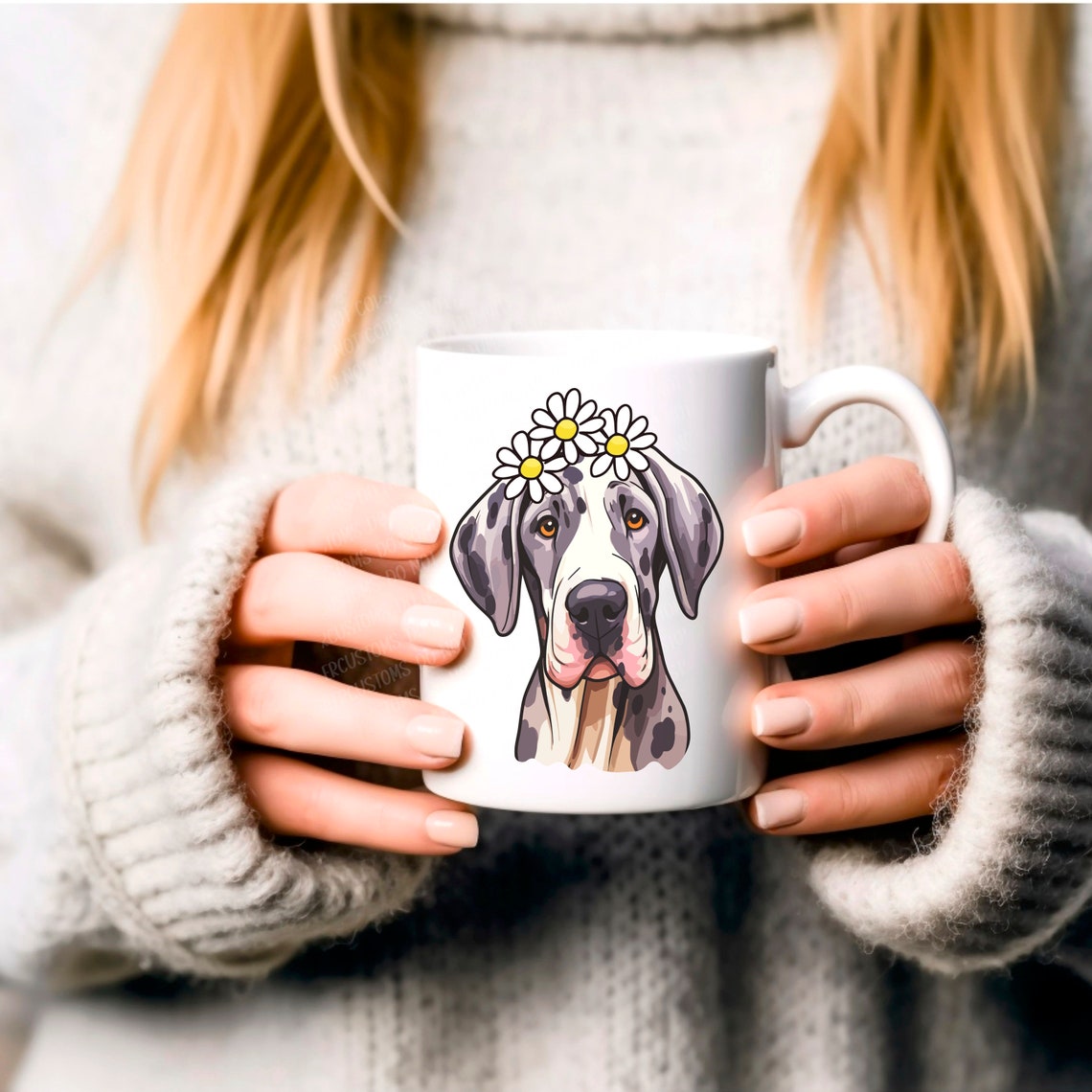 Great Dane Png, Great Dane Floral Clip Art, Great Dane Sublimation ...