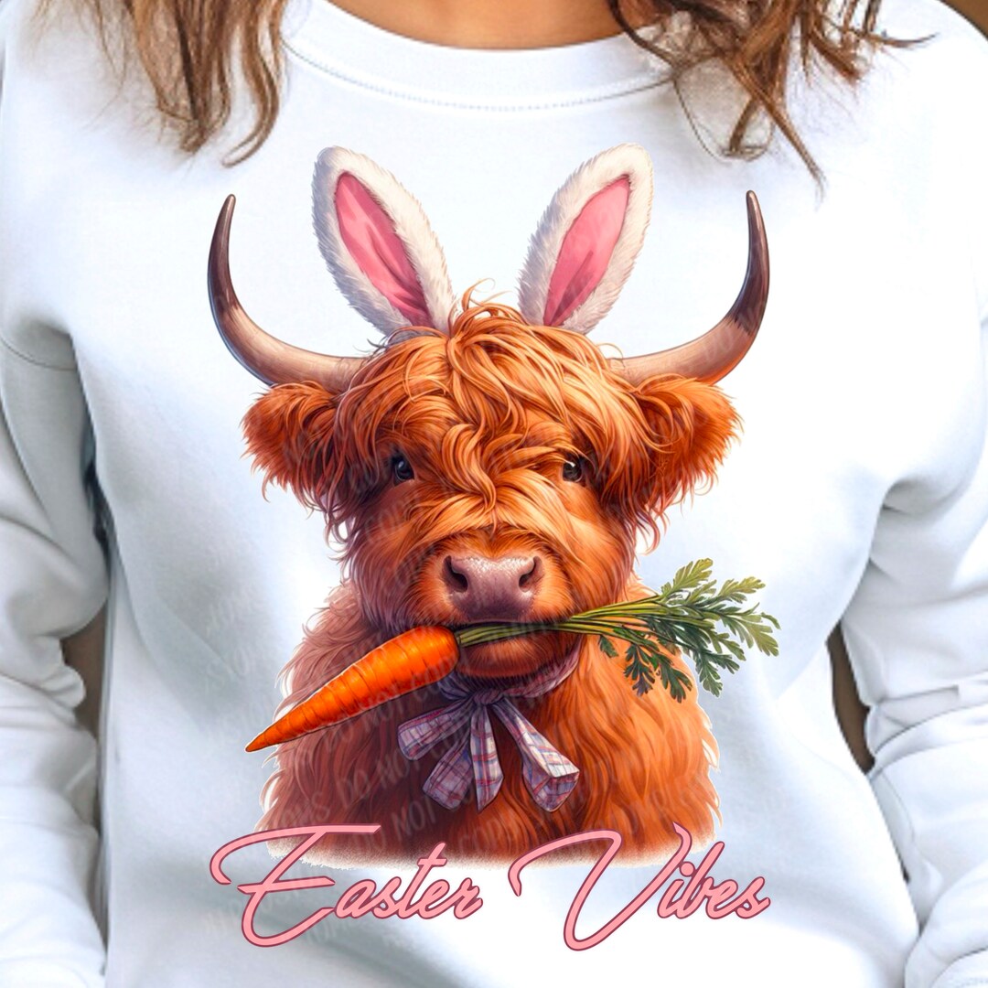 Highland Cow Png, Easter Cow Png, Easter Bunny Clipart, Easter Farm ...