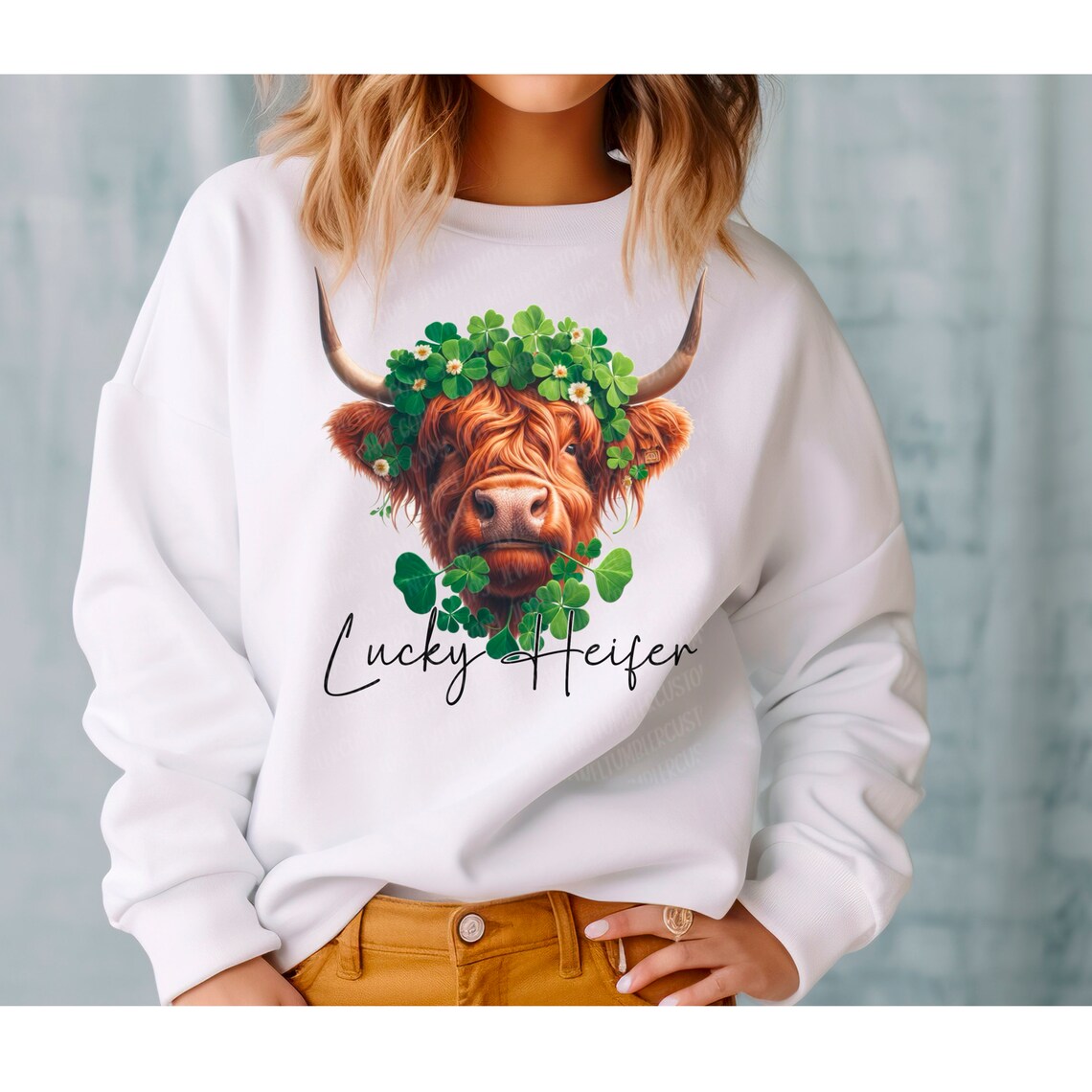 Highland Cow, Heifer Png, St. Patricks Day Cow Png, Cow Clover Png, 4 ...