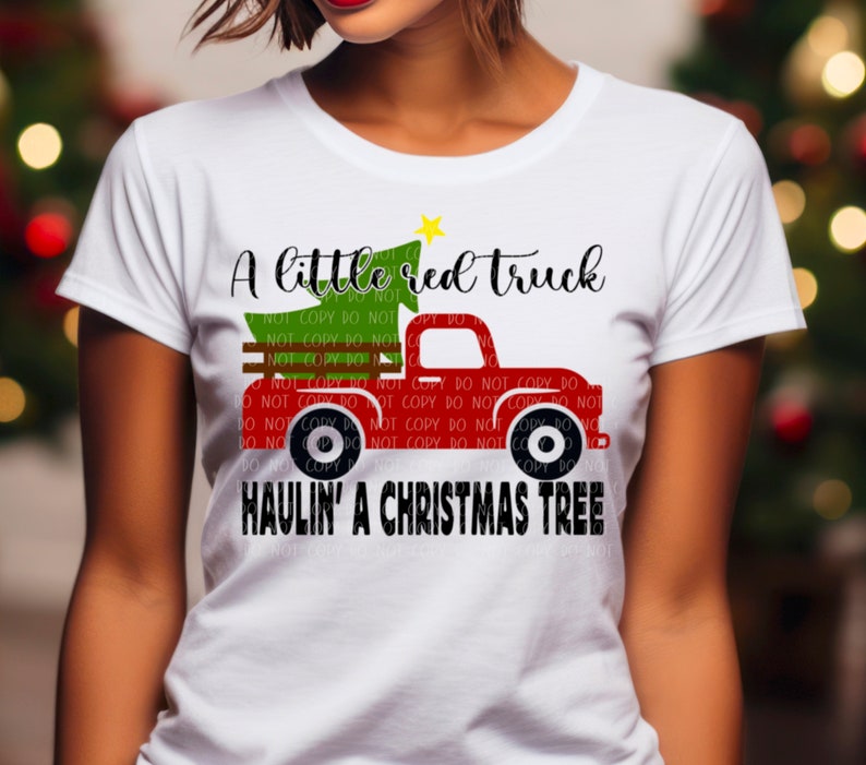 A Little Red Truck Haulin a Christmas Tree PNG SVG, Christmas Clipart ...