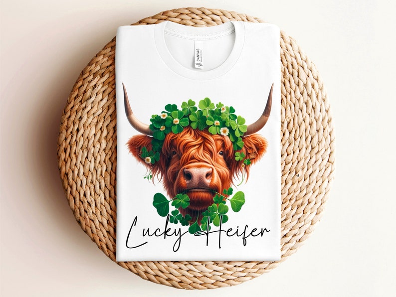 Highland Cow, Heifer Png, St. Patrick’s Day Cow Png, Cow Clover Png, 4 ...