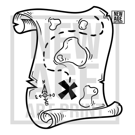 Treasure Map Clipart Black And White
