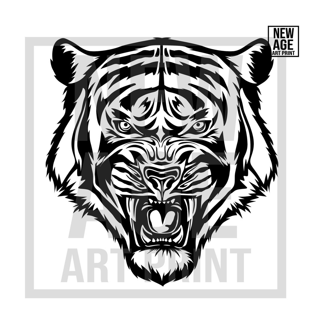 Tiger Growl Digital Clipart PNG EPS SVG File Cdr Label Cut - Etsy Finland