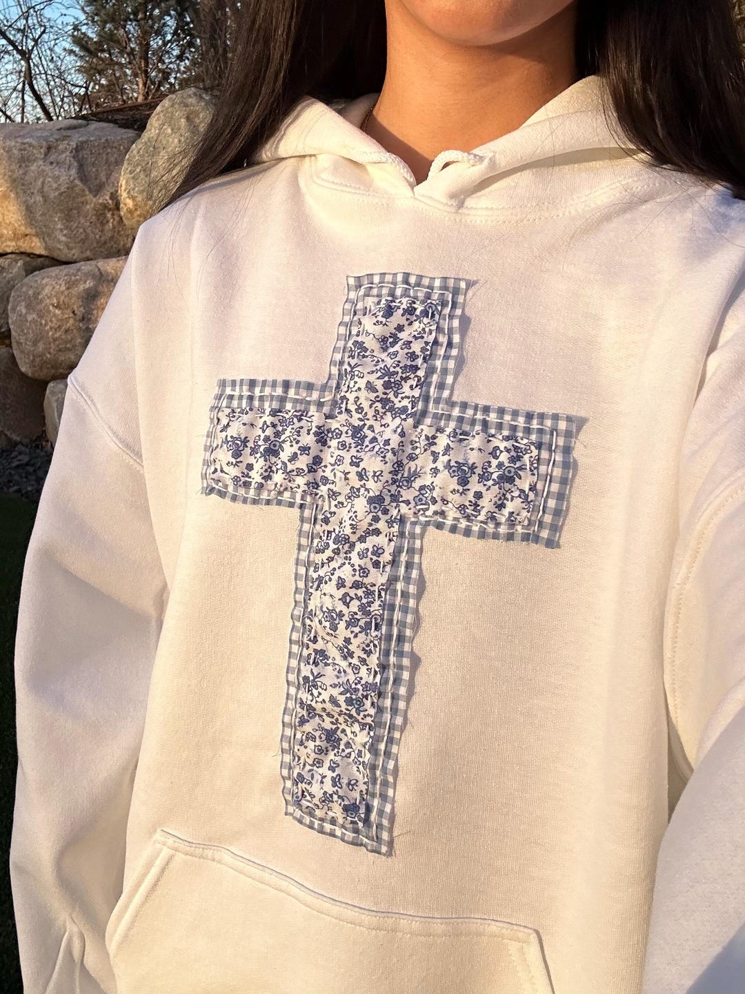 Cross Patchwork Hoodie - Etsy