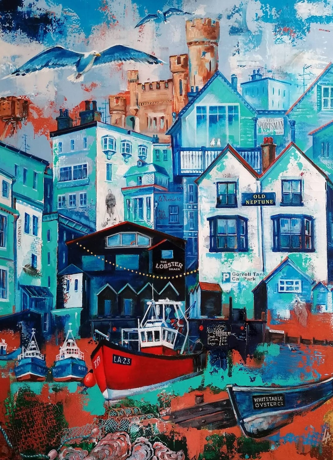 Whitstable Abstract Acrylic Painting by Lana Arkhi: Coastal Town Art - Etsy