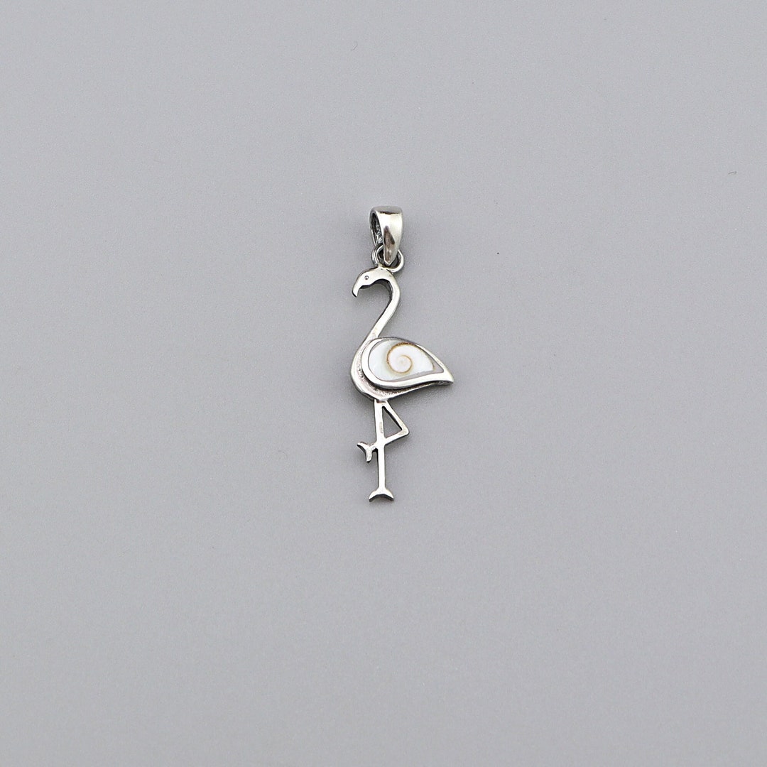 Mother of Pearl Flamingo Pendant, Silver Shiva Eye Gemstone Pendant ...