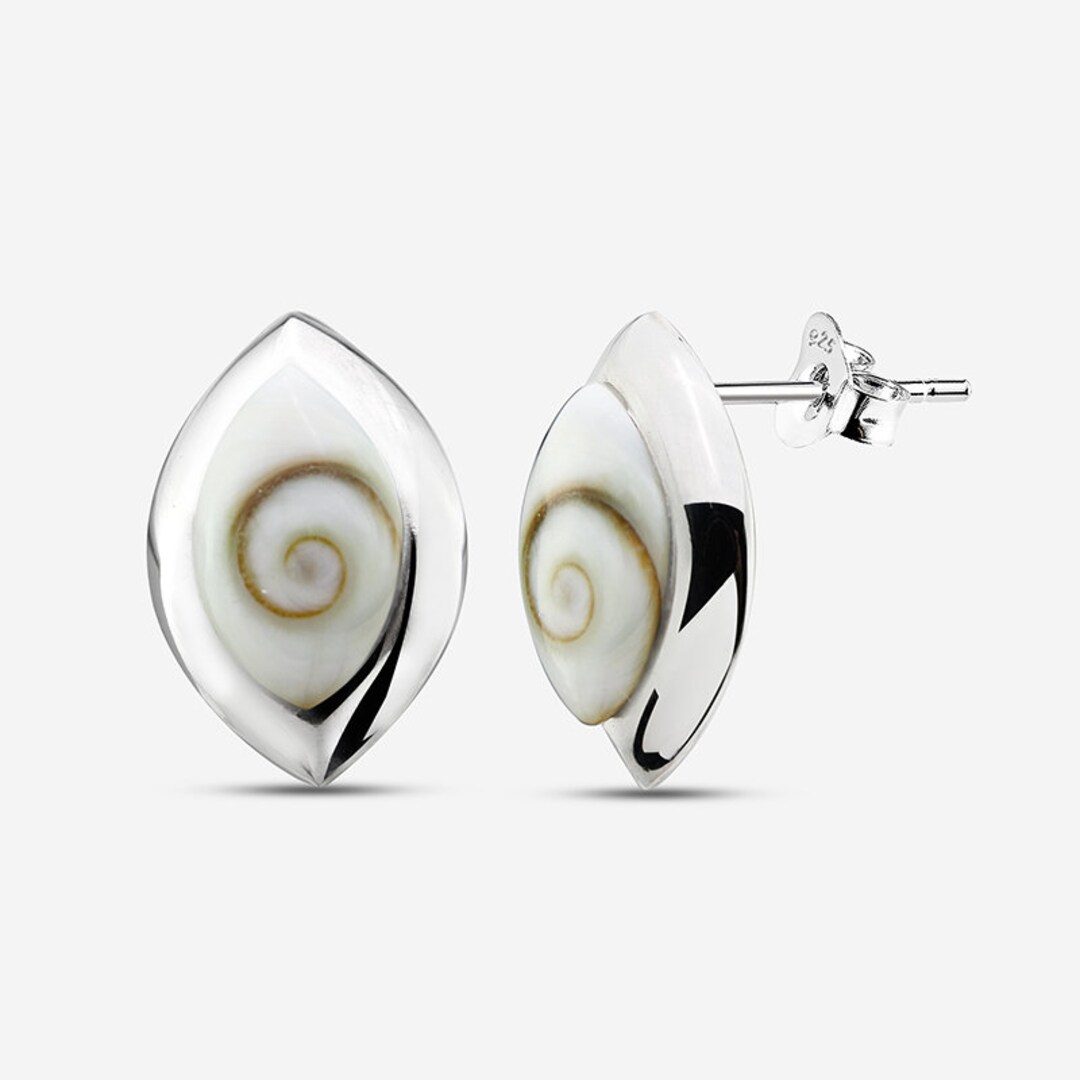 925 Silver Third-eye Shell Stud Earring Women Shiva Eye Ear Stud - Etsy