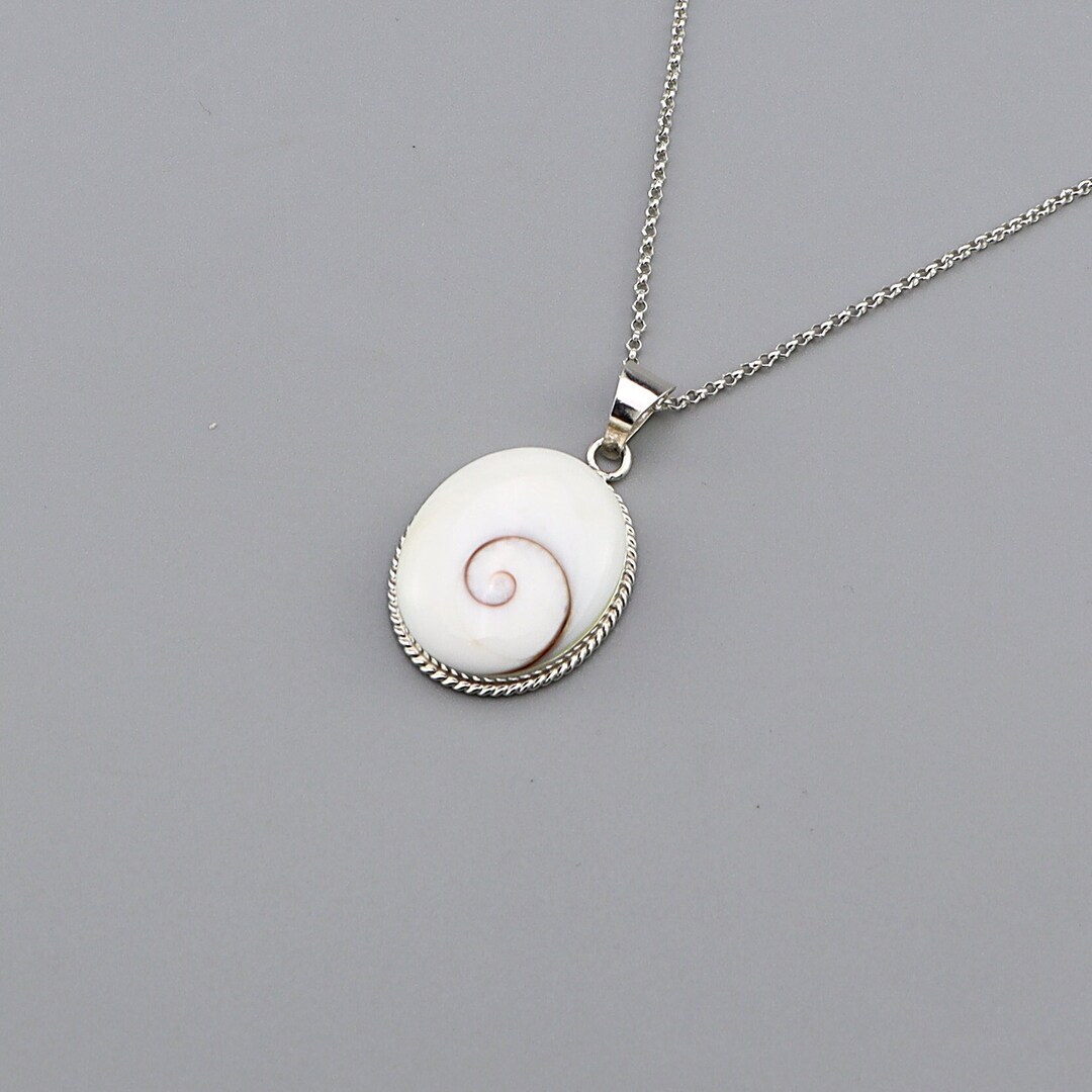 Shell Rope Silver Border Oval Shiva Eye Pendant, Silver Shell Pendant ...