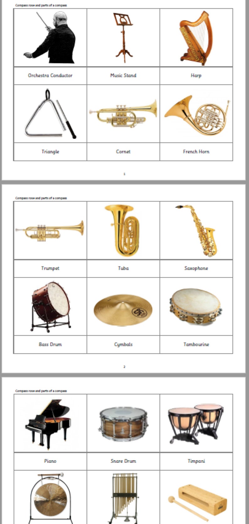 Montessori Composition and Layout of a Symphony Orchestra 3 Parts Cards ...
