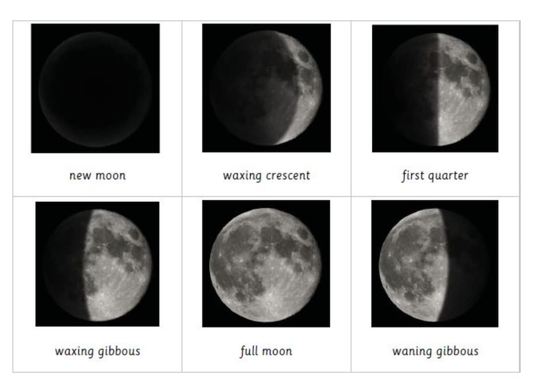 Montessori Moon Phases 5 Parts Cards - Etsy