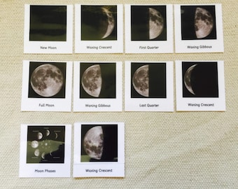 Phases of the Moon Flashcards Moon Phases Printable Flash - Etsy