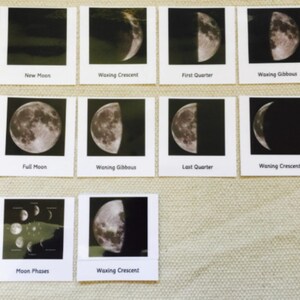 Montessori Moon Phases 5 Parts Cards - Etsy