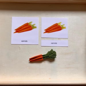 Montessori Common Fruits Vegetables 3 Parts Nomenclature Flash Cards ...