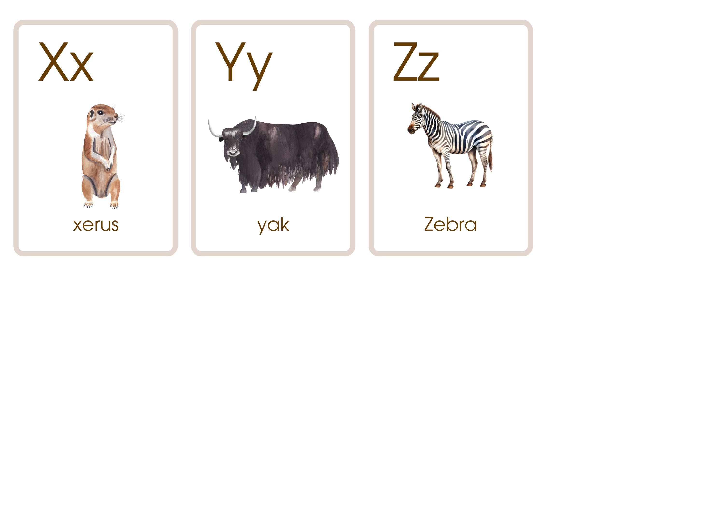 Nature Alphabet Flashcards A-Z Watercolor Pictures Digital PDF Download ...