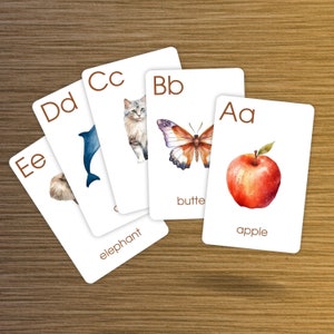 Nature Alphabet Flashcards A-Z Watercolor Pictures Digital PDF Download ...