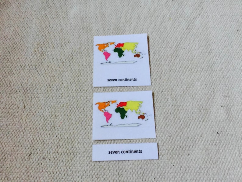 Montessori 7 Continents 5 Parts Cards | Etsy