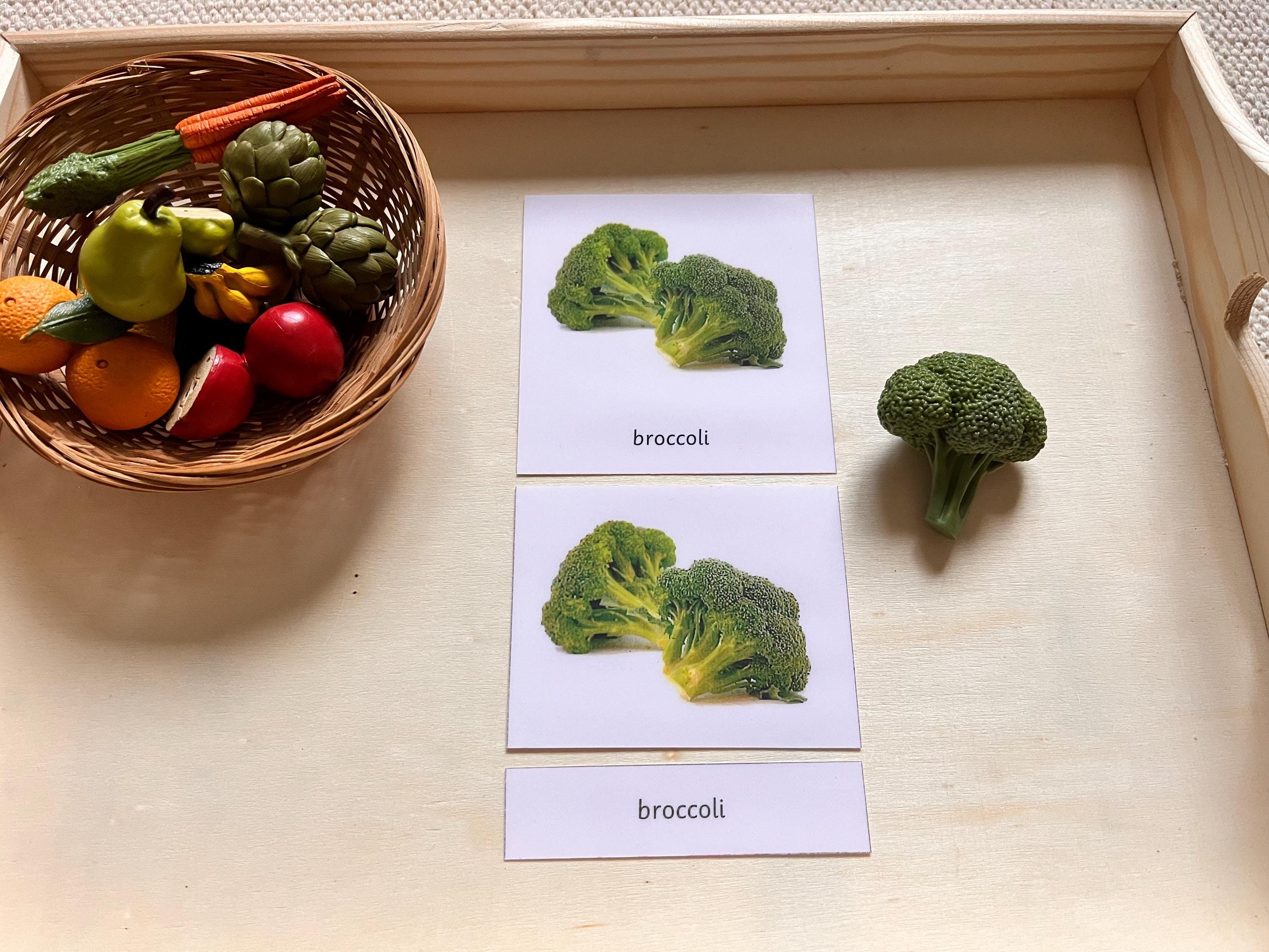 Montessori Common Fruits Vegetables 3 Parts Nomenclature Flash Cards ...