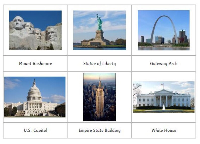 Montessori U.S. Monuments 5 Parts Cards Digital Download - Etsy